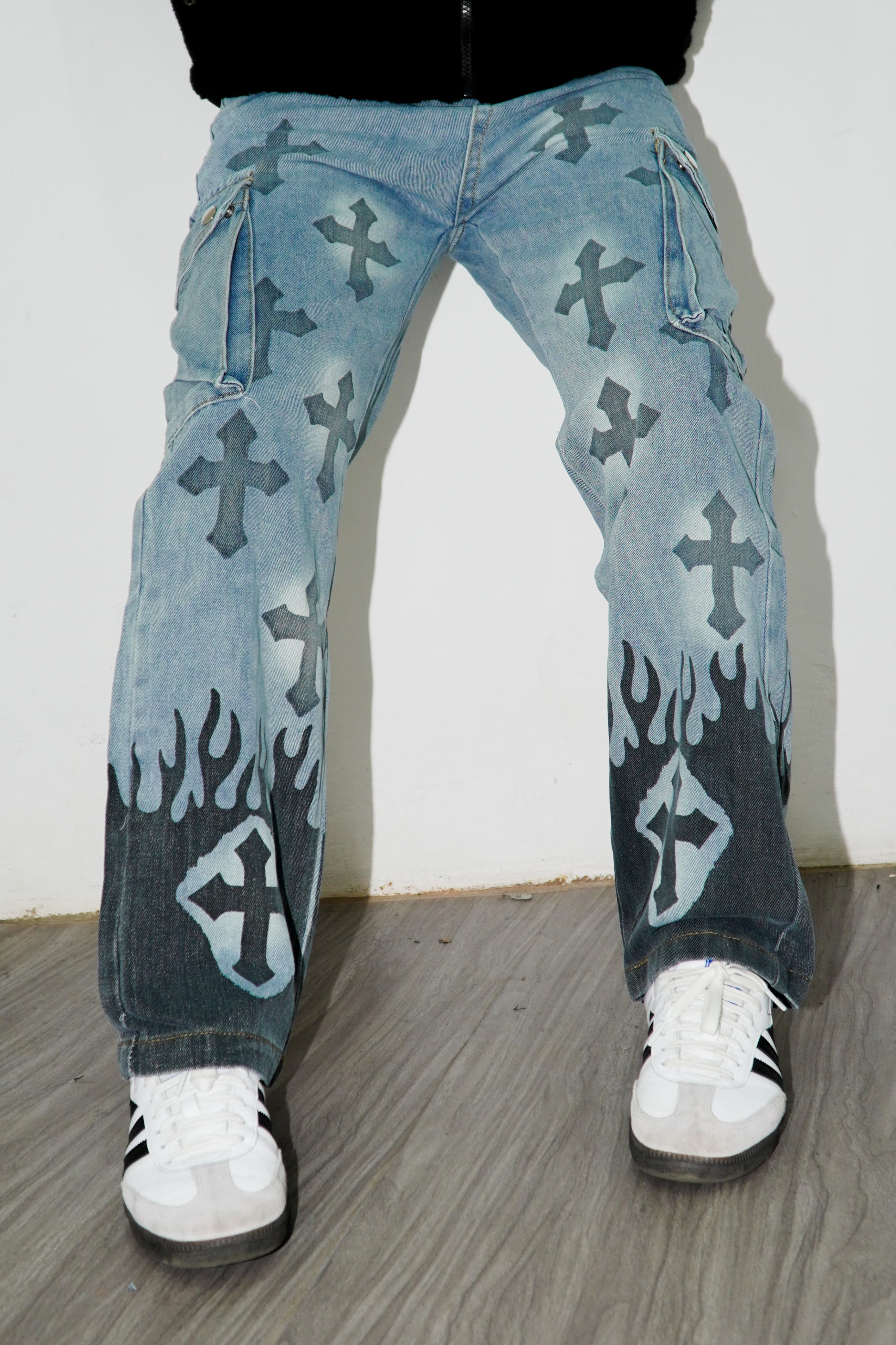 Cross Print Baggy Jeans – Mizo Jersey Home